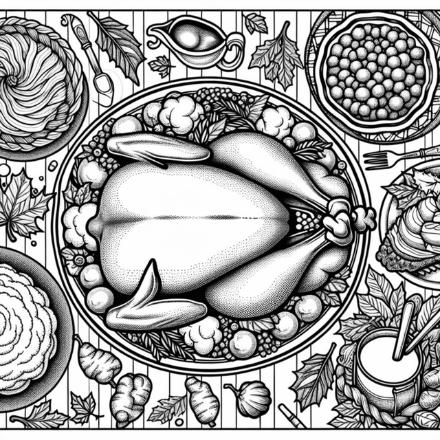 Thanksgiving Feast Coloring Page | ColorBliss