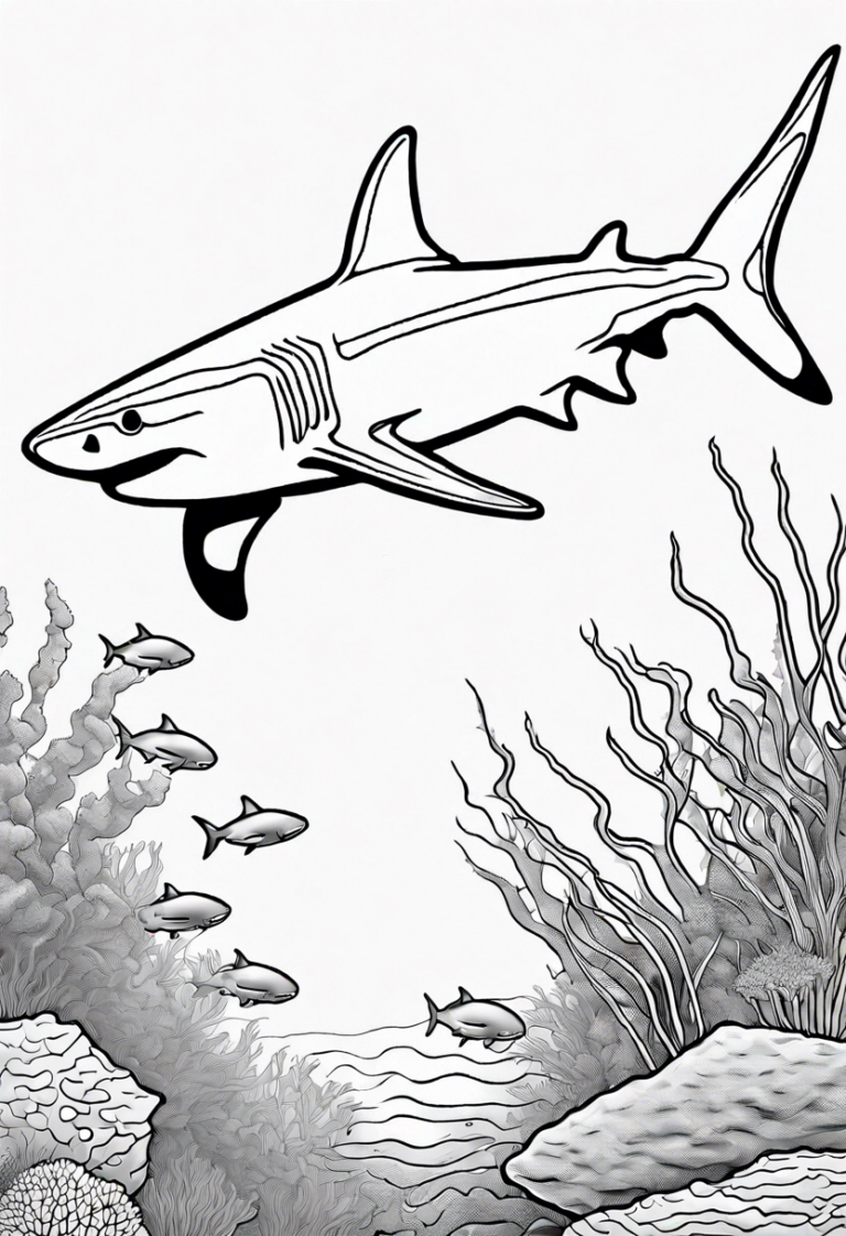 Sharks Underwater Adventure Coloring Page | ColorBliss