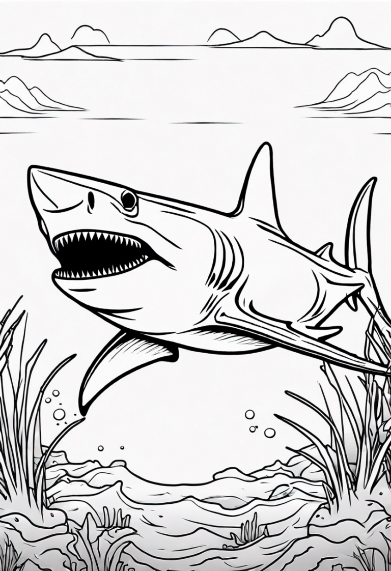 "Shark Adventures in the Deep Sea" Coloring Page | ColorBliss
