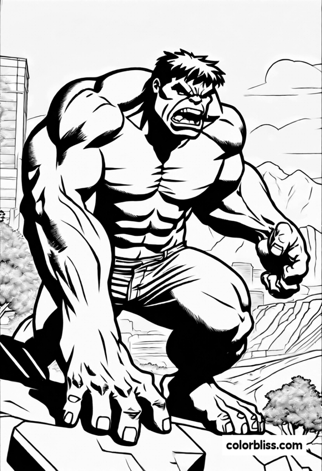 Hulk Smash Coloring Page | ColorBliss