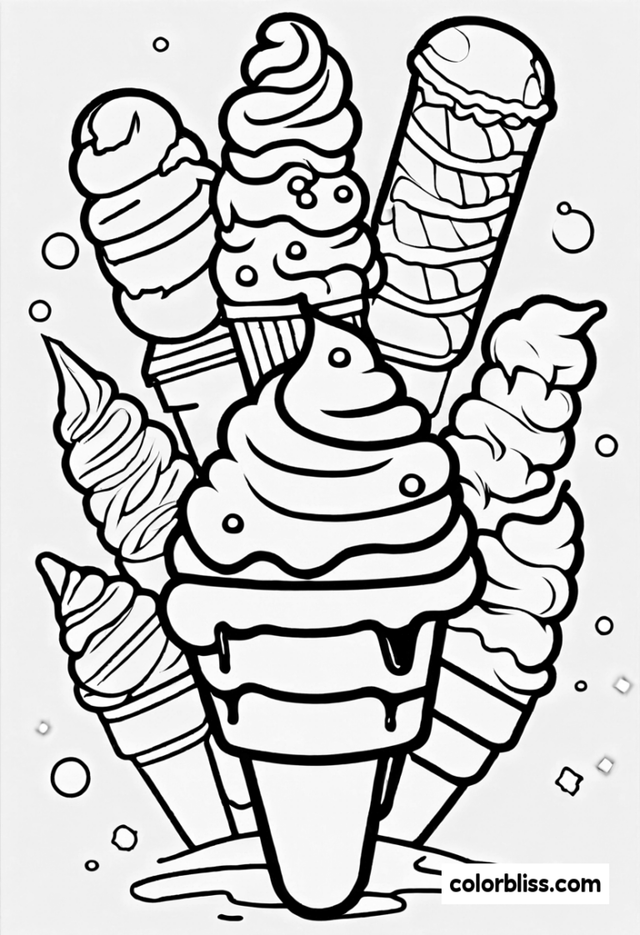 Delicious Ice Cream Coloring Page | ColorBliss