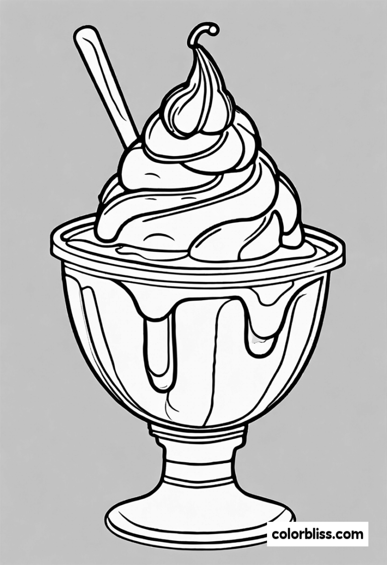 Delicious Ice Cream Coloring Page | ColorBliss