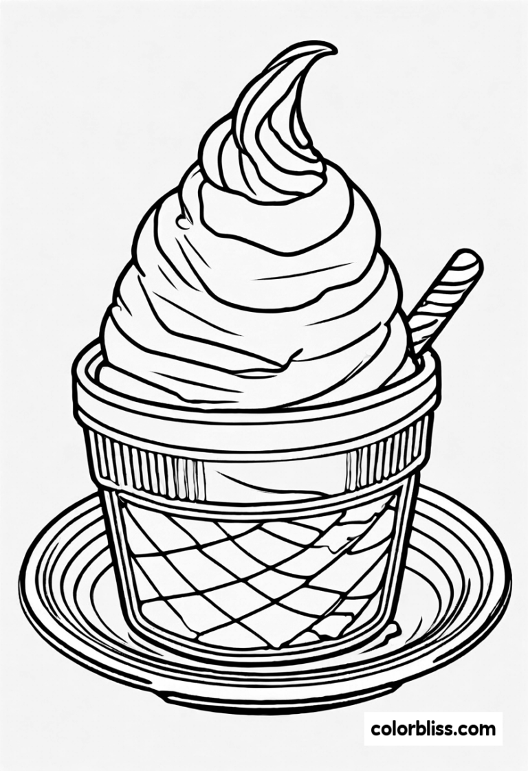 Delicious Ice Cream Coloring Page | ColorBliss