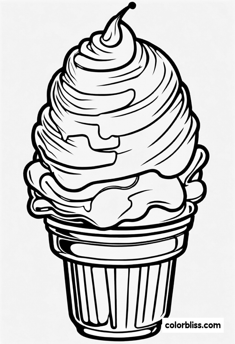 Delicious Ice Cream Coloring Page | ColorBliss