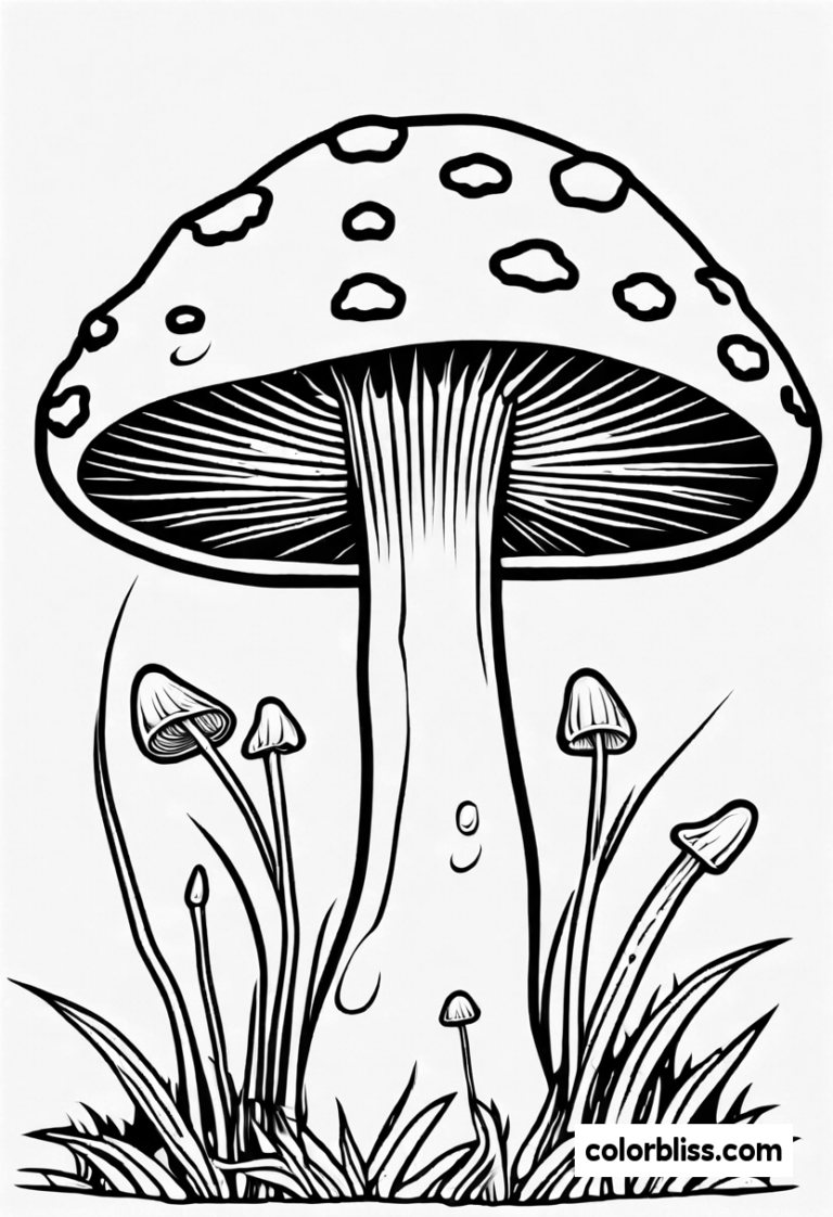 Mushroom Cottage Coloring Adventure Coloring Page | ColorBliss