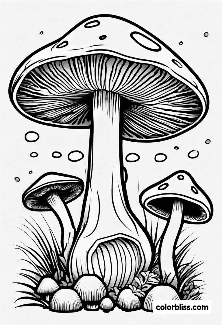 Mushroom Cottage Coloring Adventure Coloring Page | ColorBliss