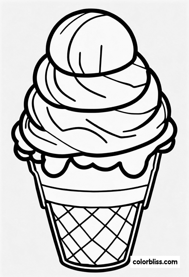 Delicious Melting Ice Cream Cone Coloring Page | ColorBliss