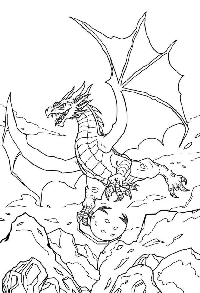 Majestic Dragon on a Cliff Coloring Page | ColorBliss